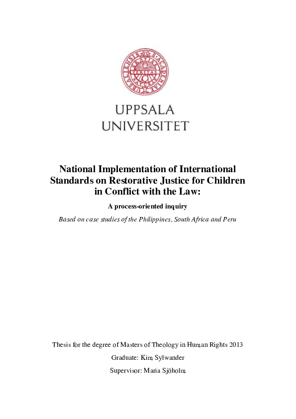 (PDF) National Implementation of International Standards on Restorative Justice for Children in ...