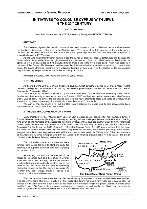 (PDF) Initiatives to colonise Cyprus with Jews in the 20th century