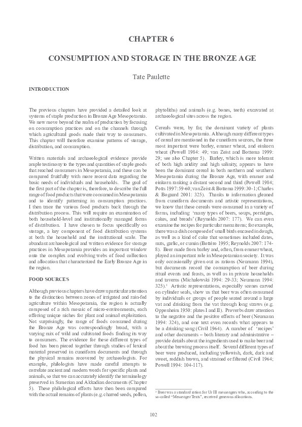 (PDF) Consumption and Storage in the Bronze Age