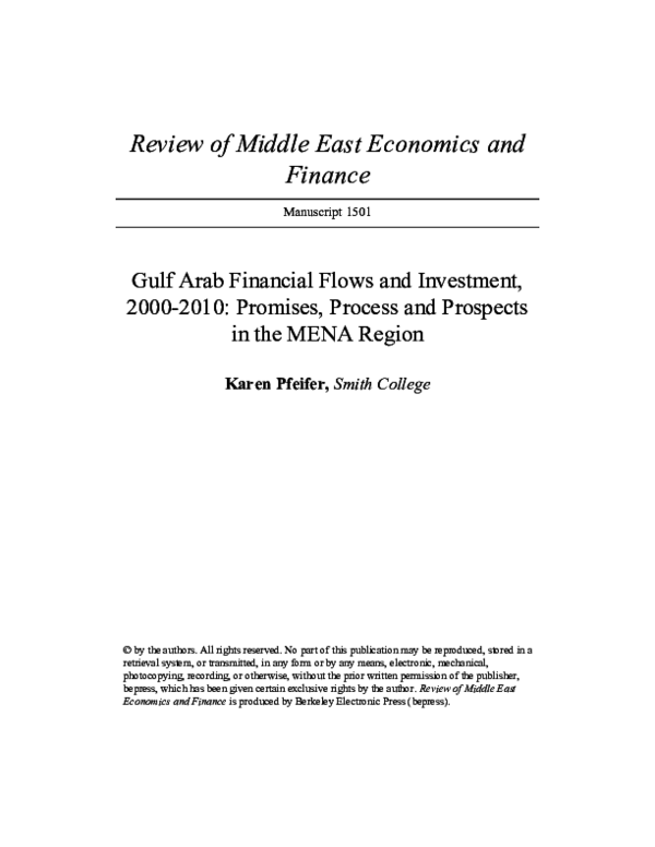 (PDF) Gulf Arab Financial Flows and Investment, 2000-2010: Promises ...
