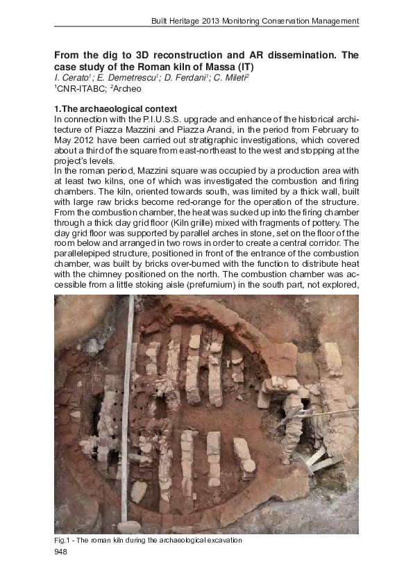 (PDF) From the dig to 3D reconstruction and AR dissemination. The case ...