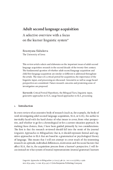 age and second language acquisition and processing