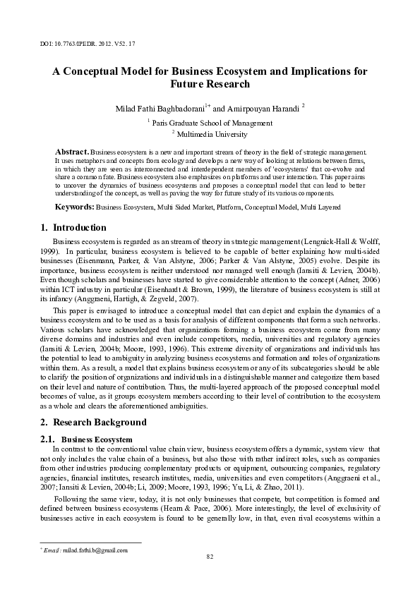 (PDF) A Conceptual Model for Business Ecosystem and Implications for ...