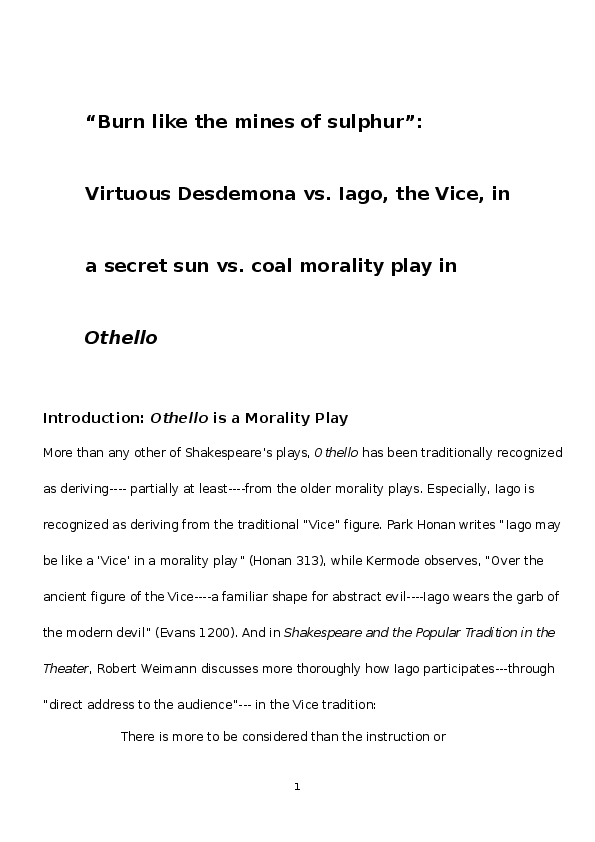 (DOC) “Burn like the mines of sulphur”: Virtuous Desdemona vs. Iago ...