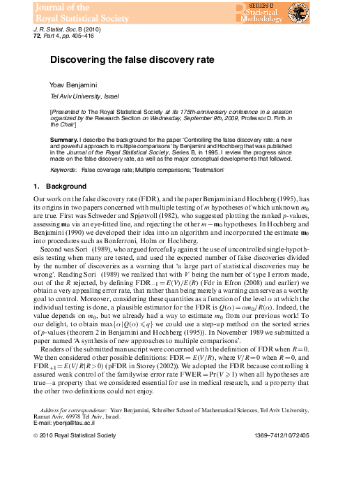 (PDF) Discovering the false discovery rate