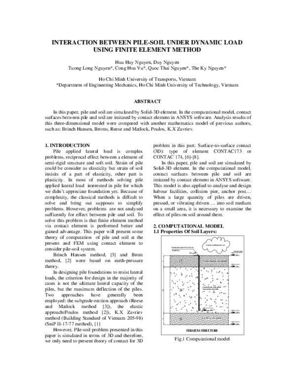 (PDF) INTERACTION BETWEEN PILE-SOIL UNDER DYNAMIC LOAD USING FINITE ELEMENT METHOD