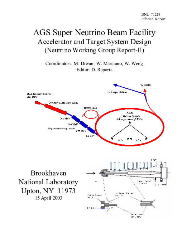 (PDF) AGS Super Neutrino Beam Facility Accelerator and Target System ...