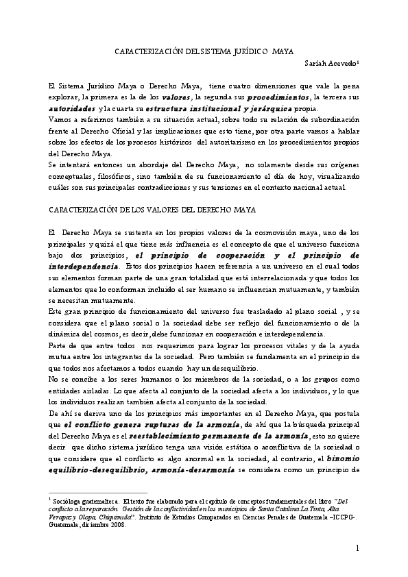 (PDF) SISTEMA JURÍDICO MAYA CARACTERIZACIÓN