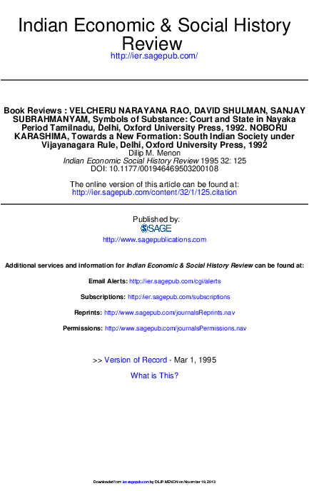 (PDF) Review of Narayana Rao, David Shulman, Sanjay Subrahmanyam ...