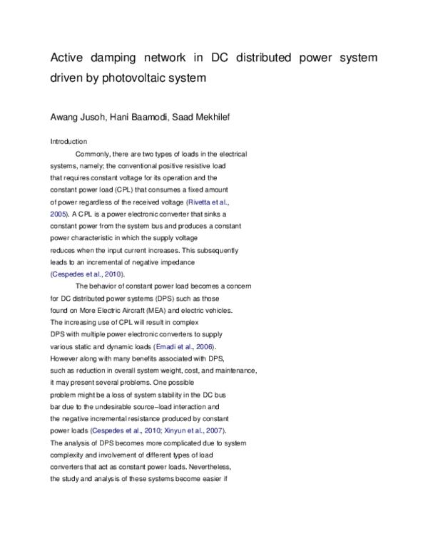 (PDF) Active damping network in DC distributed power system driven by ...
