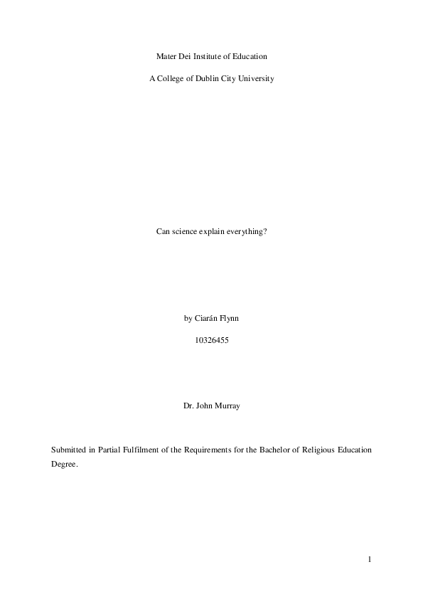 (PDF) Can science explain everything Ciarán Flynn Research Paper