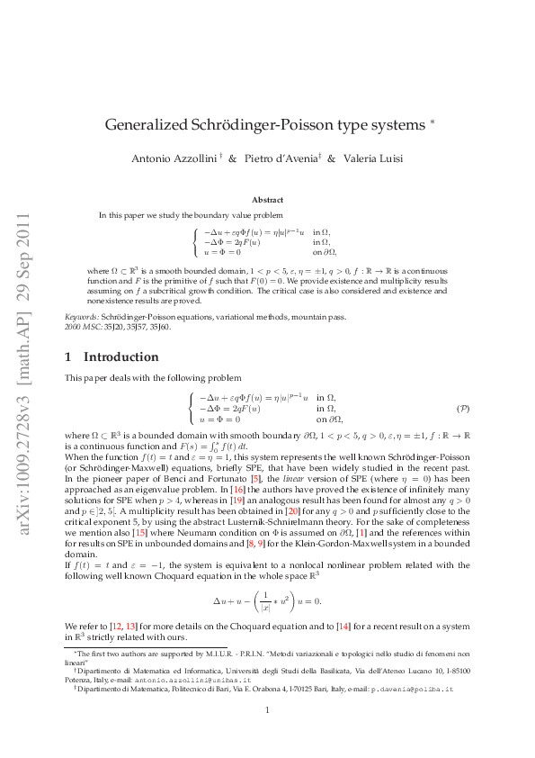 (PDF) Generalized Schrodinger-Poisson type systems