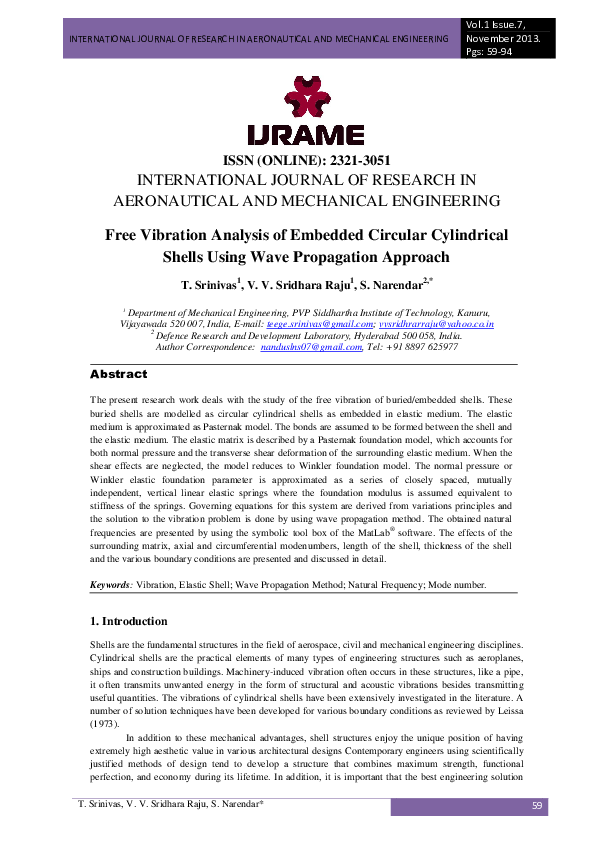 (PDF) Free Vibration Analysis of Embedded Circular Cylindrical Shells Using Wave Propagation ...