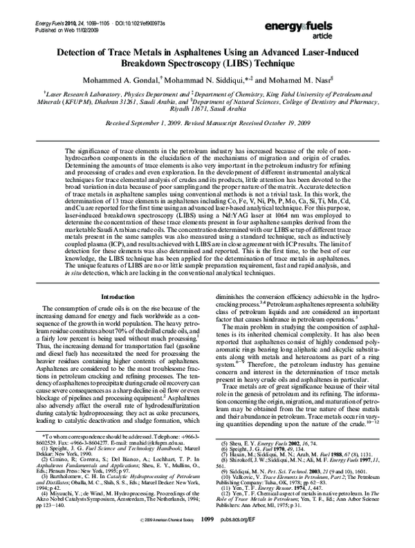 (PDF) Detection of Trace Metals in Asphaltenes Using an Advanced Laser ...