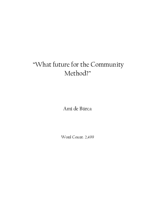 (DOC) What Future for the Community Method?