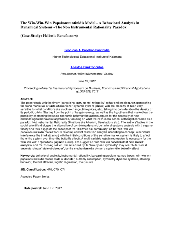 (DOC) The Win-Win-Win Model -A Behavioral Analysis in Dynamical Systems ...