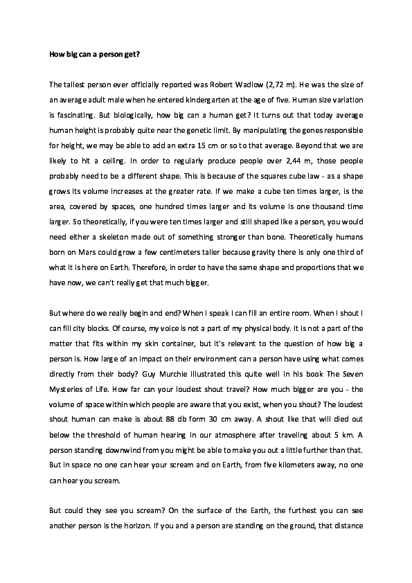 (PDF) How big can a person get?