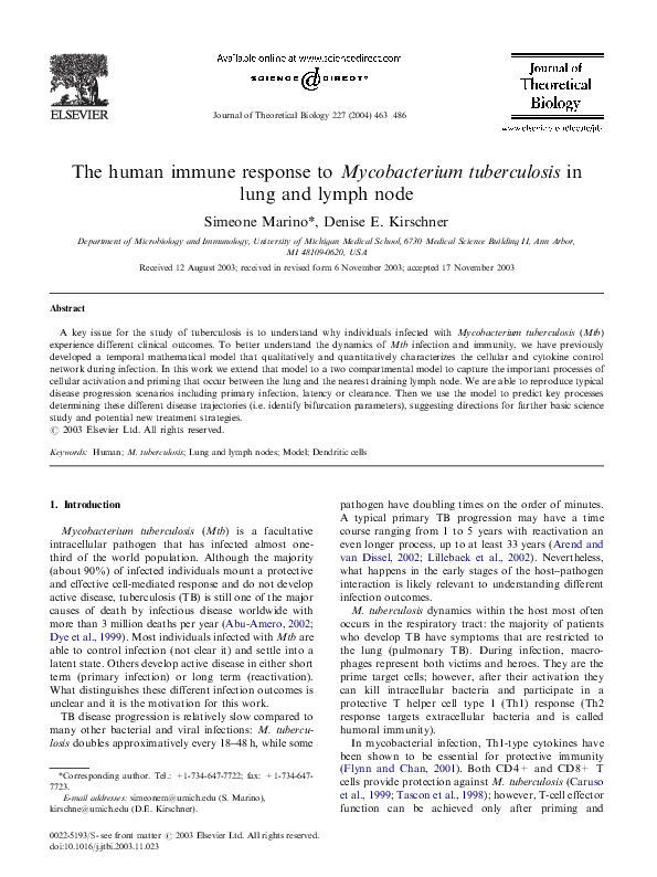 (PDF) The human immune response to Mycobacterium tuberculosis in lung ... (PDF) The human immune response to Mycobacterium tuberculosis in lung ...