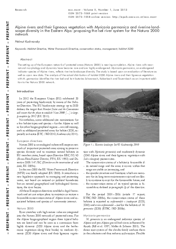 Alpine rivers and their ligneous vegetation with Myricaria germanica ...