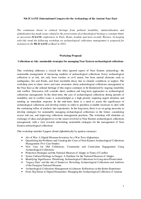 (PDF) Quantifying the Problems and Counting the Costs of Near Eastern Archaeological Collections ...