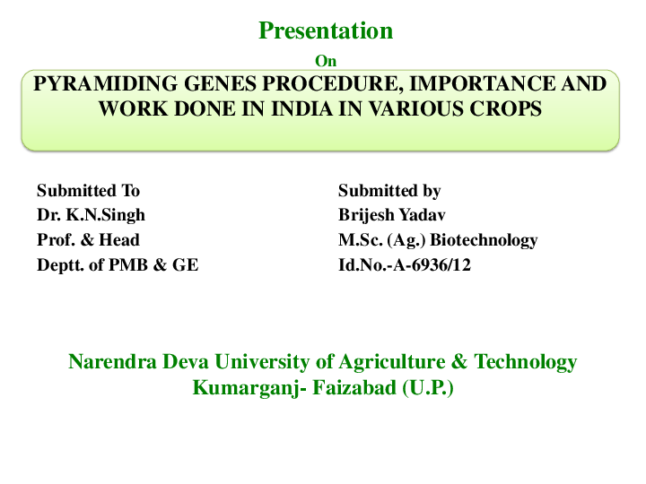 (PPT) gene pyramiding in india