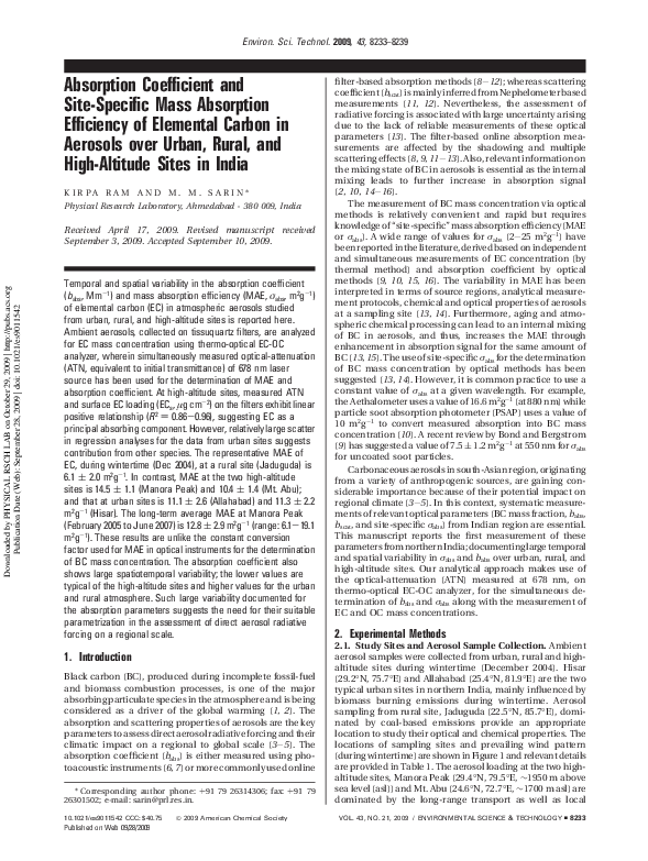 (PDF) Absorption Coefficient and Site-Specific Mass Absorption ...