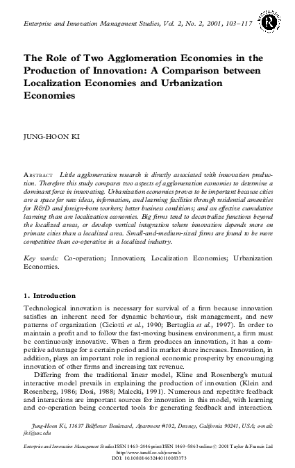 (PDF) The Role of Two Agglomeration Economies in the Production of ...
