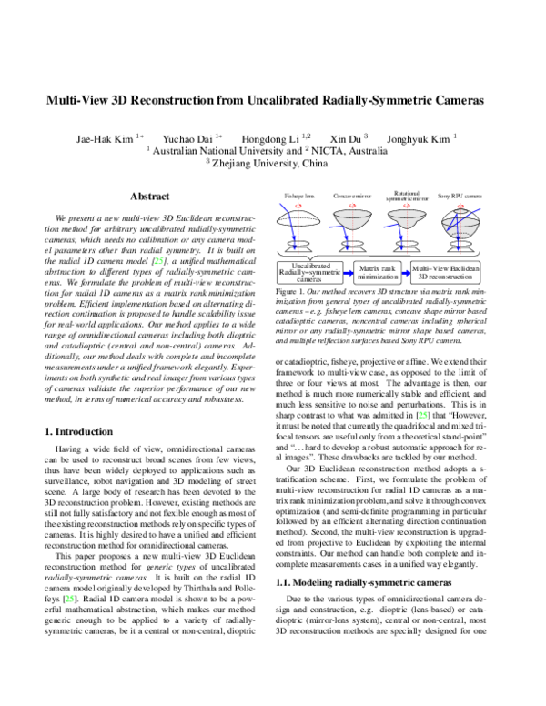 Pdf Multi View 3d Reconstruction From Uncalibrated Radially Symmetric