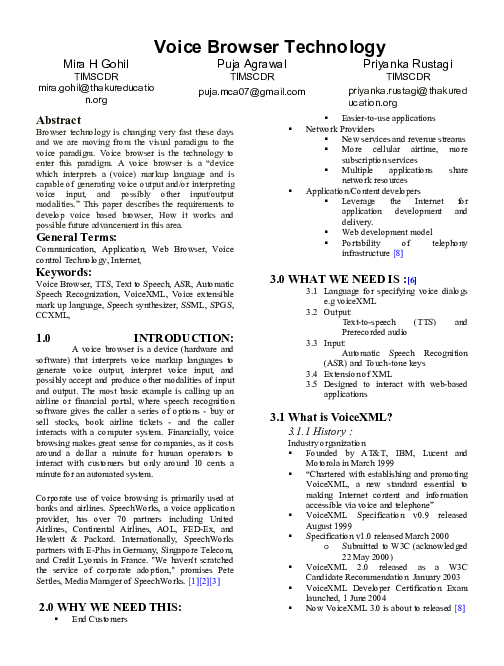 (PDF) Voice Browser Technology