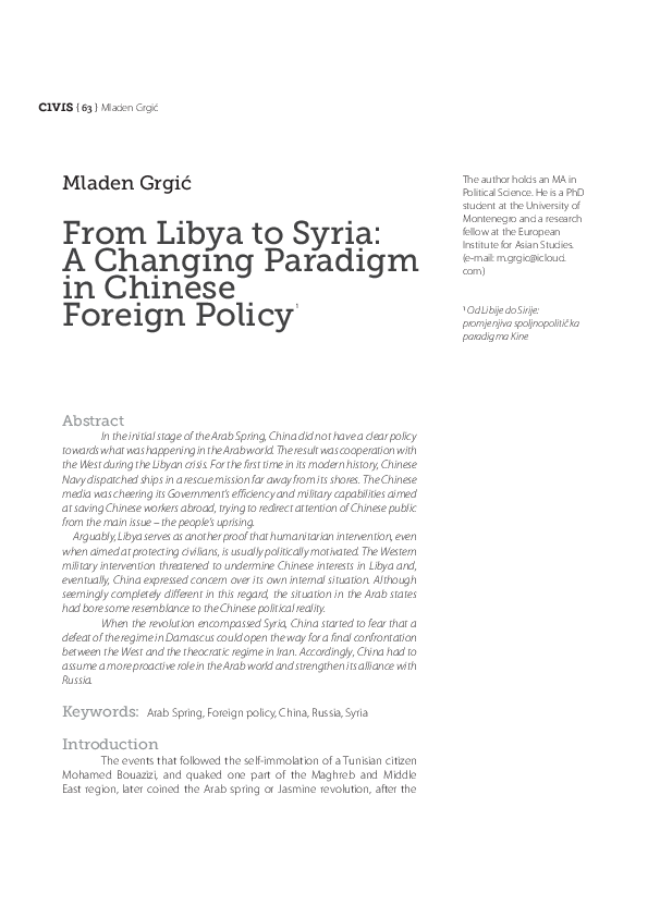(PDF) Syria China Arab Spring