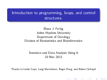 (PDF) Programming, Loops, and Control Structures in R