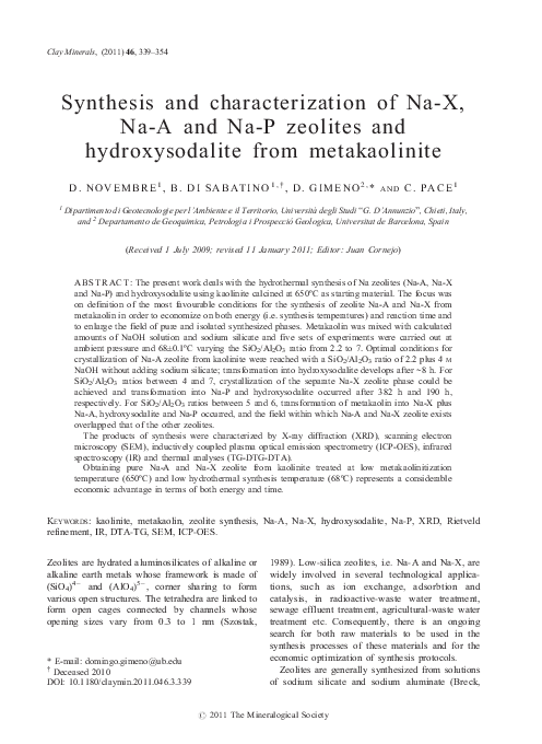 Synthesis and characterization of Na-X, Na-A and Na-P zeolites and ...