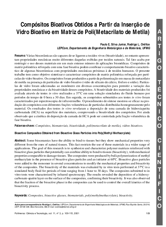 (PDF) Compósitos Bioativos Obtidos a Partir da Inserção de Vidro ...