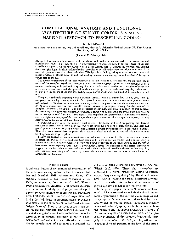 Pdf Computational Anatomy And Functional Architecture Of Striate