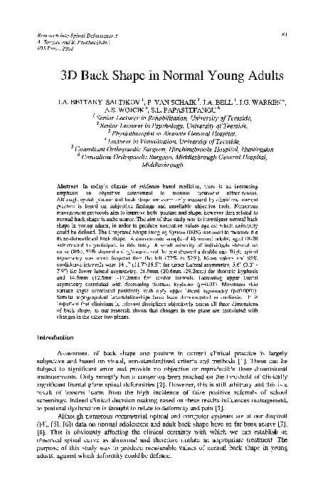 (PDF) 3D back shape in normal young adults