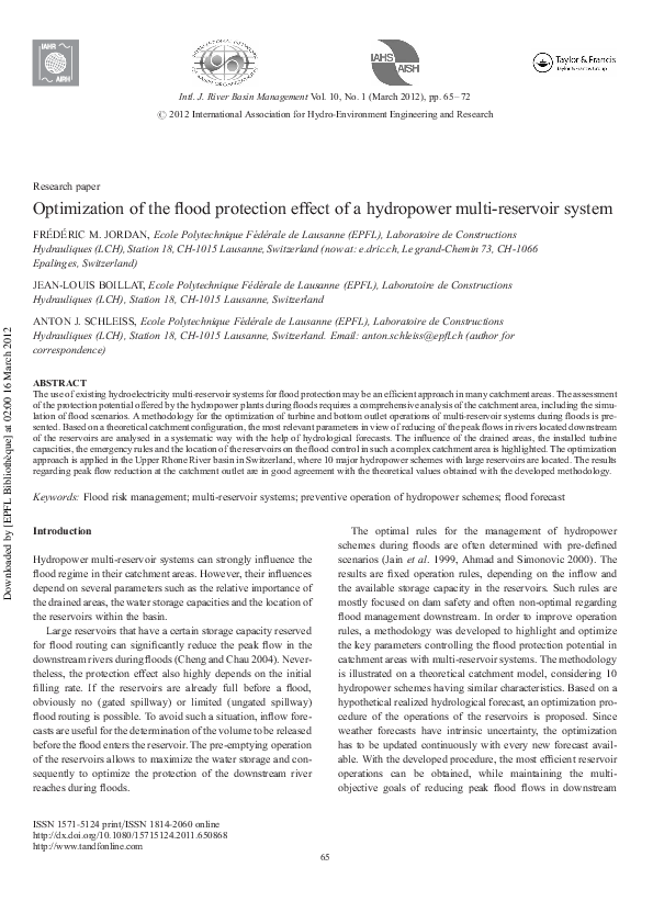 (PDF) Optimization of the flood protection effect of a hydropower multi ...