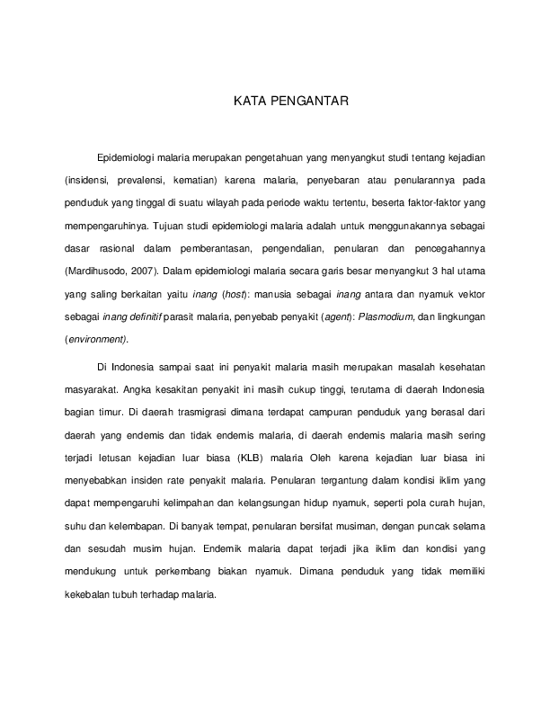 (DOC) Epidemiologi Malaria
