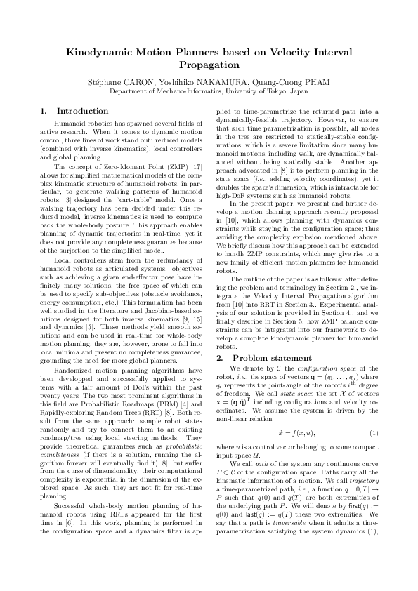 (PDF) Kinodynamic Motion Planners based on Velocity Interval Propagation
