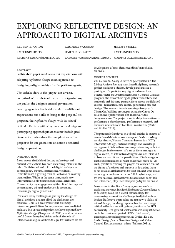 Exploring Reflective Design