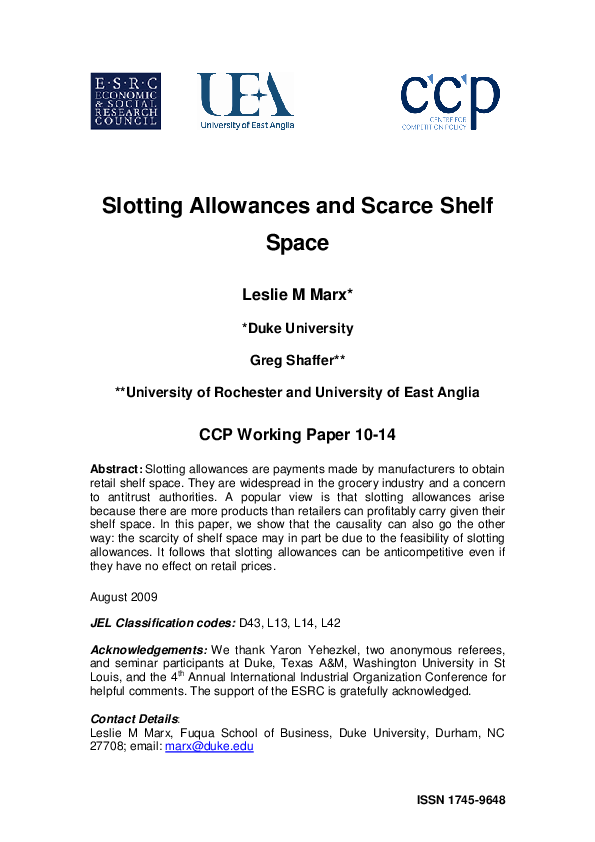 (PDF) Slotting Allowances and Scarce Shelf Space