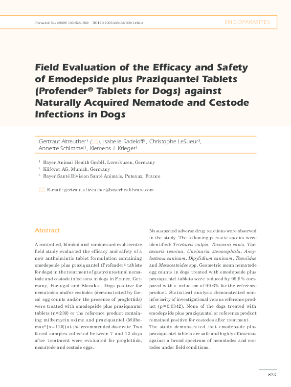 (PDF) Field Evaluation of the Efficacy and Safety of Emodepside plus ...