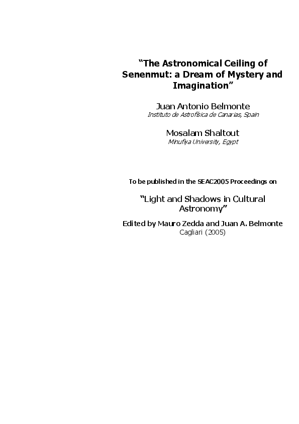 (PDF) The astronomical ceiling of senenmut, a dream of mystery and ...