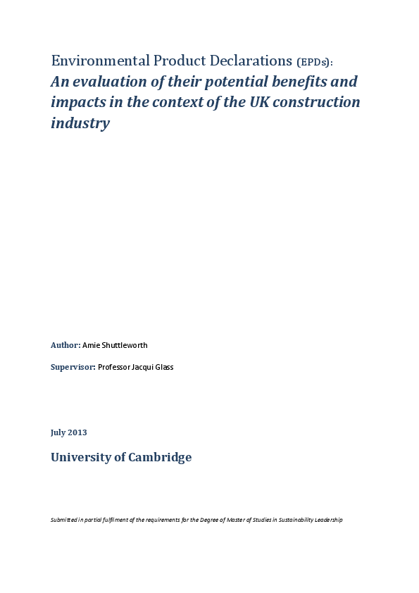 (PDF) Environmental Product Declarations an evaluation of their ...