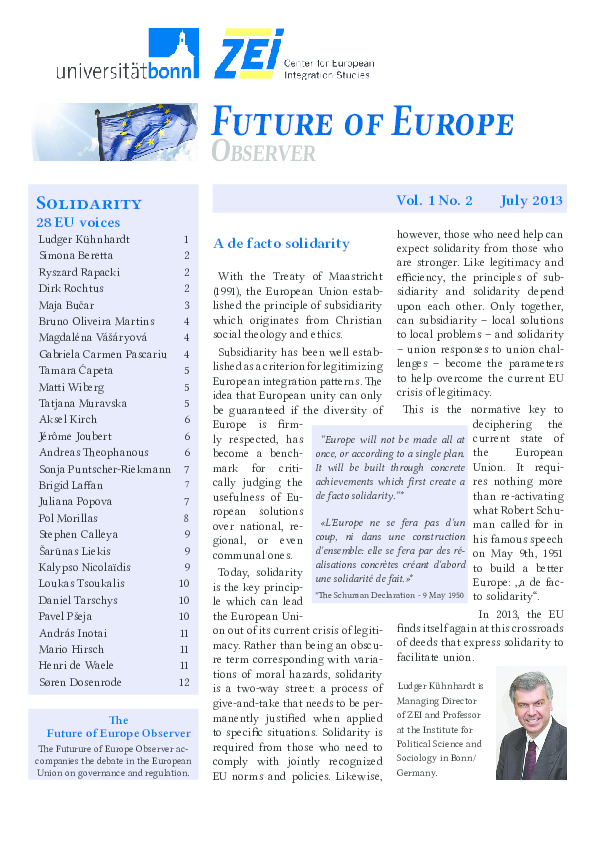 (PDF) Future of Europe Observer - Vol.1 No.2/2013: Solidarity - 28 EU ...