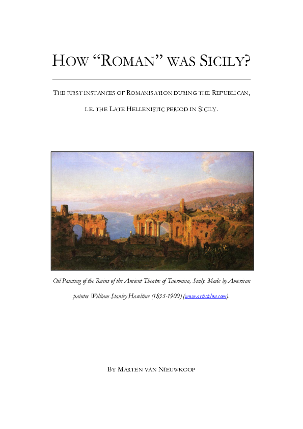 (PDF) How "Roman" was Sicily? The first instances of romanisation ...