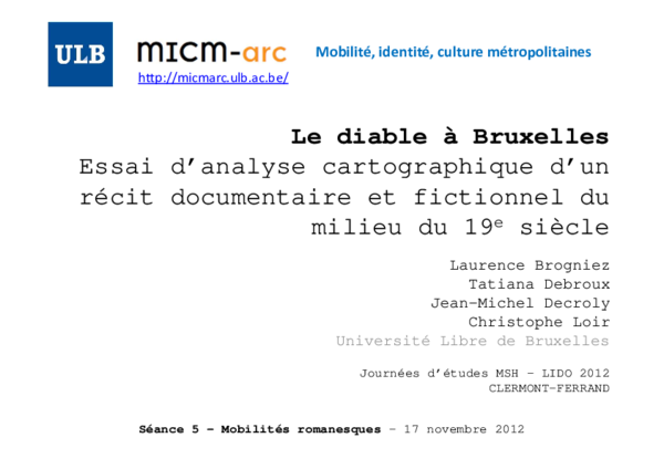(PDF) Le diable à Bruxelles. Essai d'analyse cartographique d'un récit ...