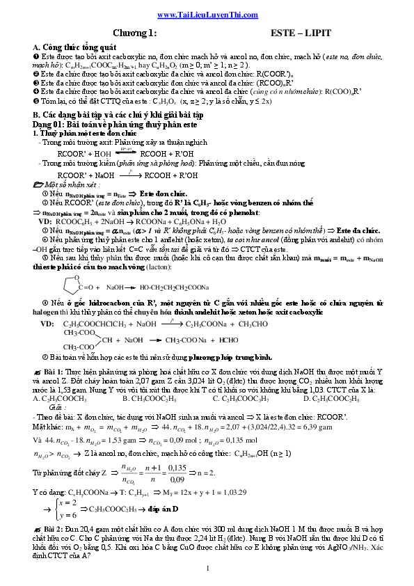 (PDF) Chương 1: ESTE – LIPIT