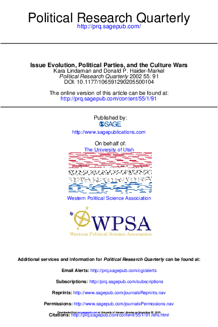 (PDF) Issue Evolution, Political Parties, and the Culture Wars