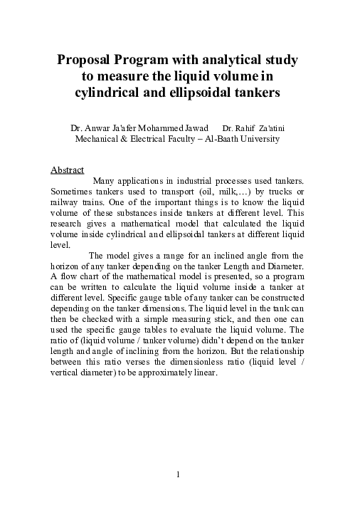 (DOC) Proposal Program with analytic study to measure the liquid volume ...