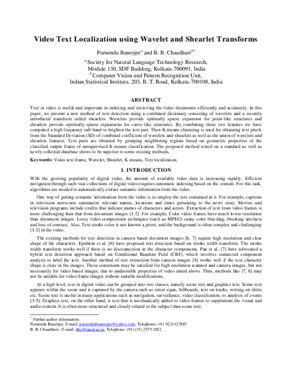 Pdf Video Text Localization Using Wavelet And Shearlet Transforms